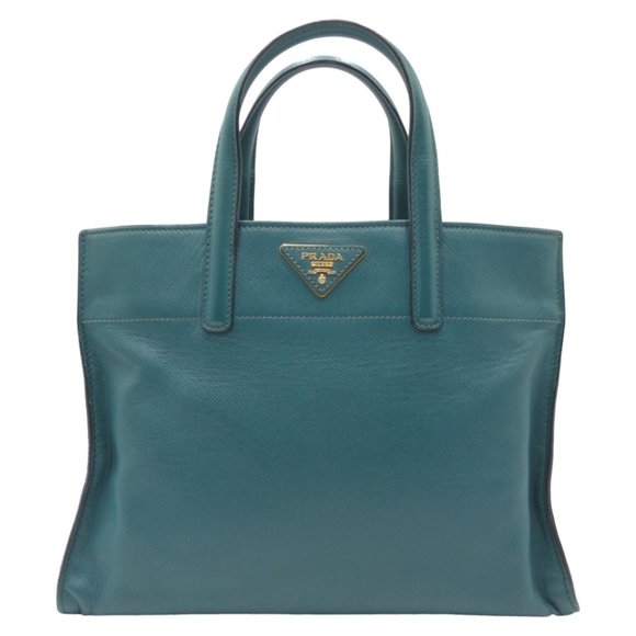 Prada | Bags | Prada Green Leather Saffiano Shoulder Bag | Poshmark